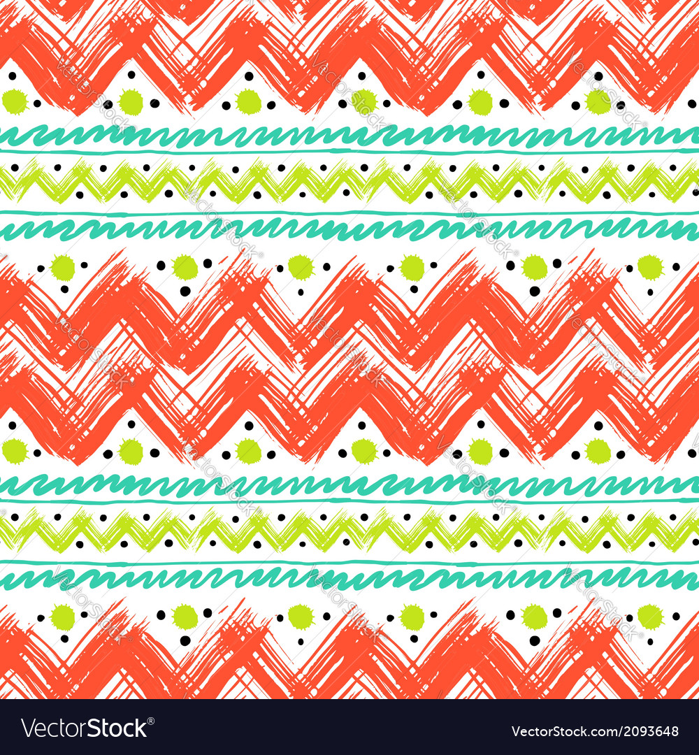 Ethnic pattern hand painted with zigzag Royalty Free Vector
