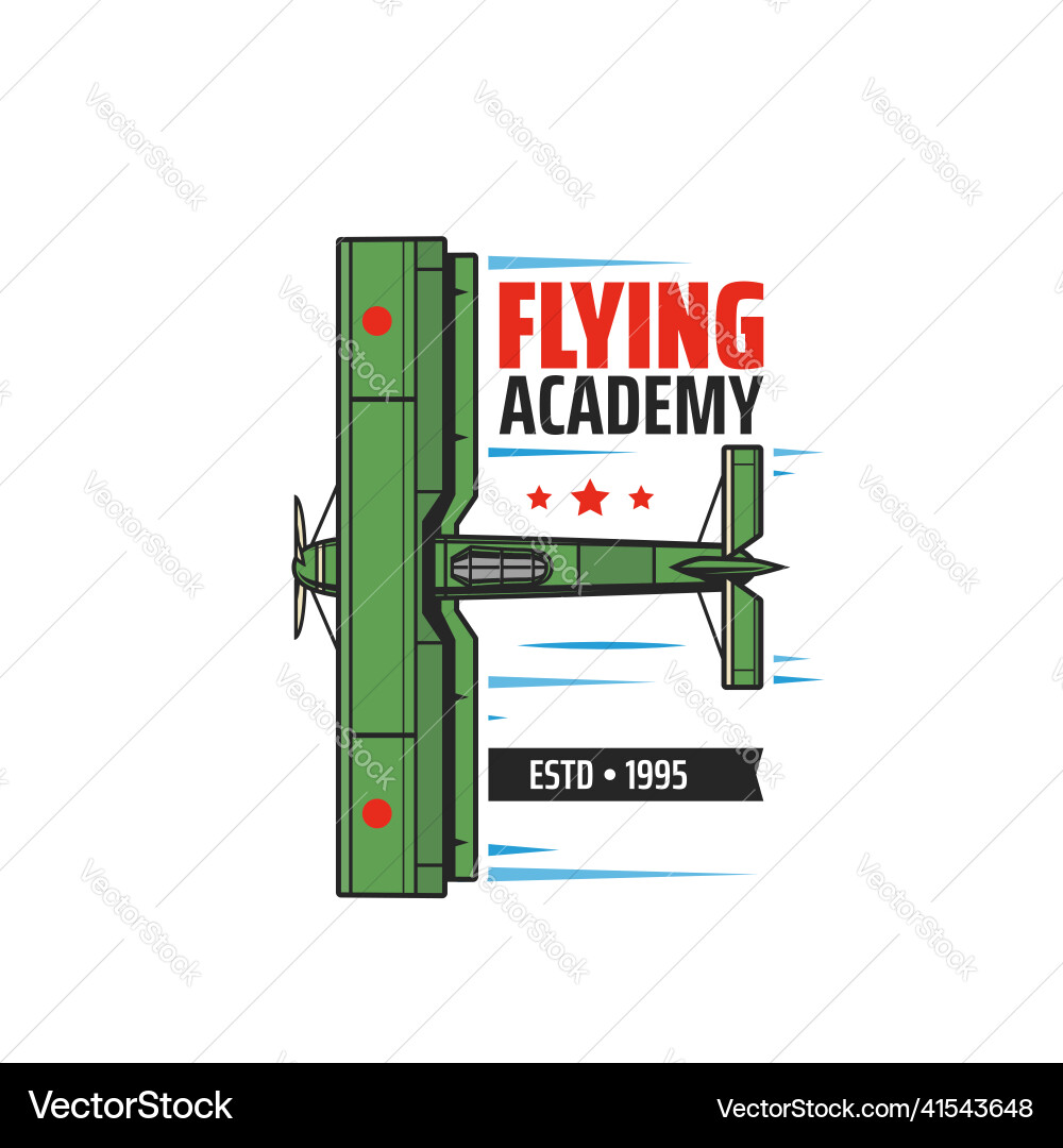 Flying academy icon for aviation pilots school Vector Image