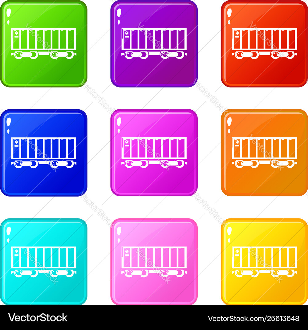 Freight train icons set 9 color collection Vector Image