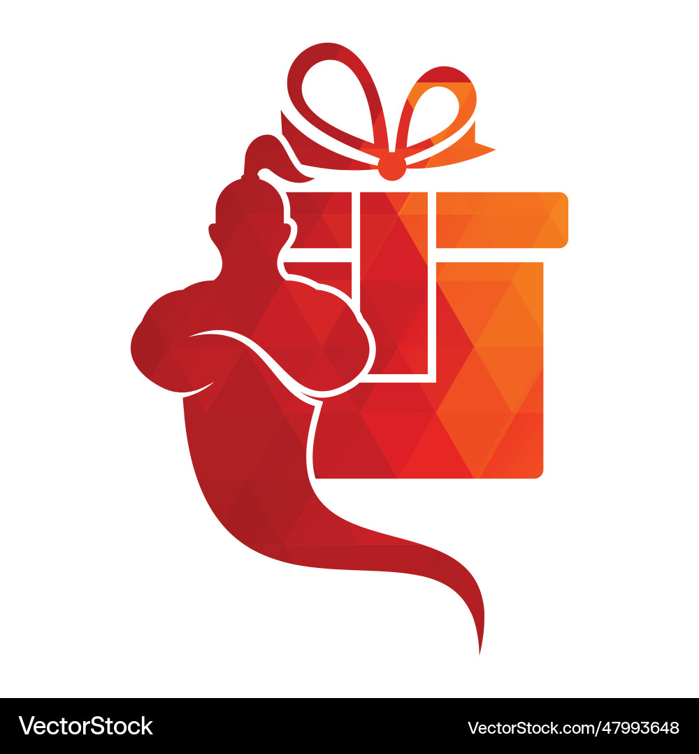 Genie gift box logo design icon bow logo Vector Image