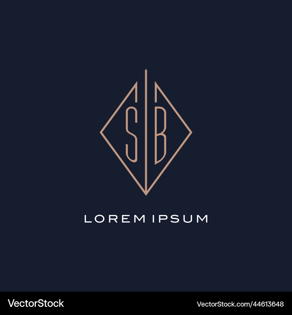 Monogram sb logo with diamond rhombus style Vector Image