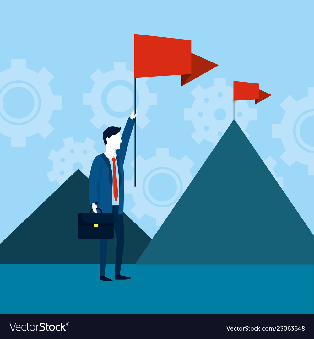Professional businessman with red flags Royalty Free Vector