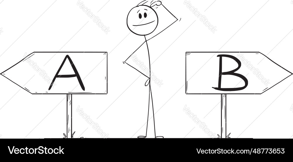 Choose your direction cartoon stick figure Vector Image
