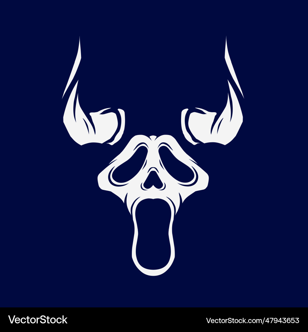 Evil head line pop art logo halloween ghost face Vector Image