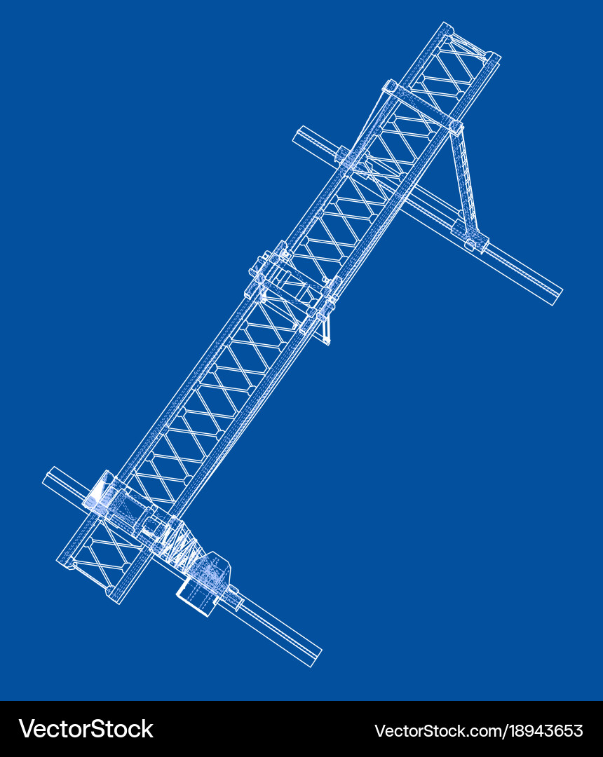 Gantry crane wire-frame eps10 format Royalty Free Vector