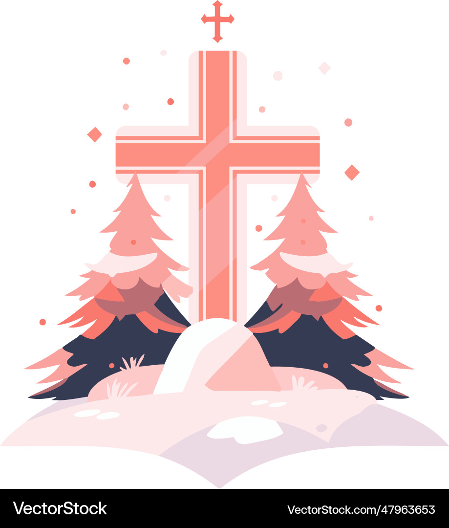 Hand drawn christmas cross in flat style Vector Image