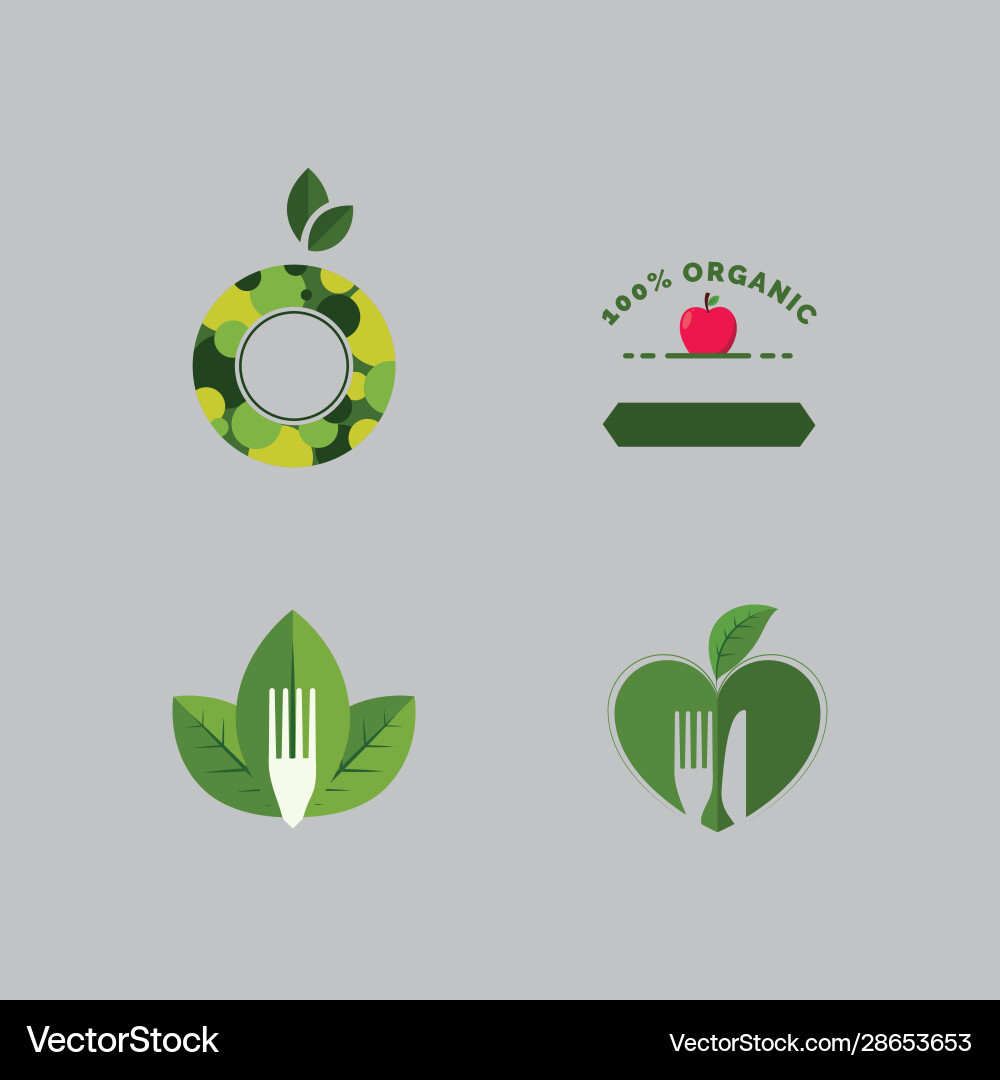 Healthy food logo set Royalty Free Vector Image
