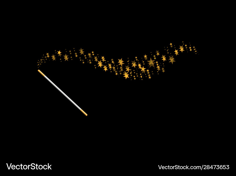 Magic wand with a stars on black background trace Vector Image