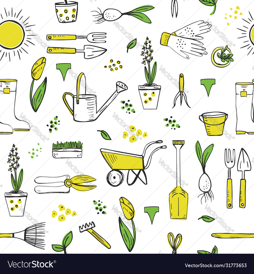 Spring garden seamless pattern Royalty Free Vector Image