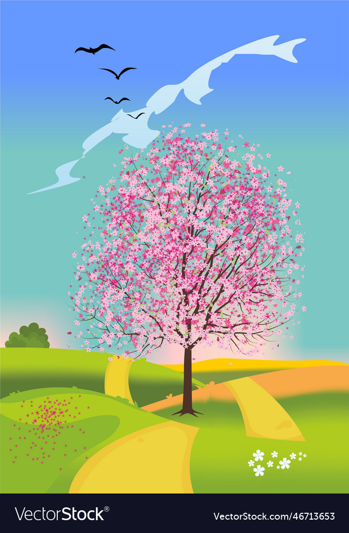 Spring landscape Royalty Free Vector Image - VectorStock