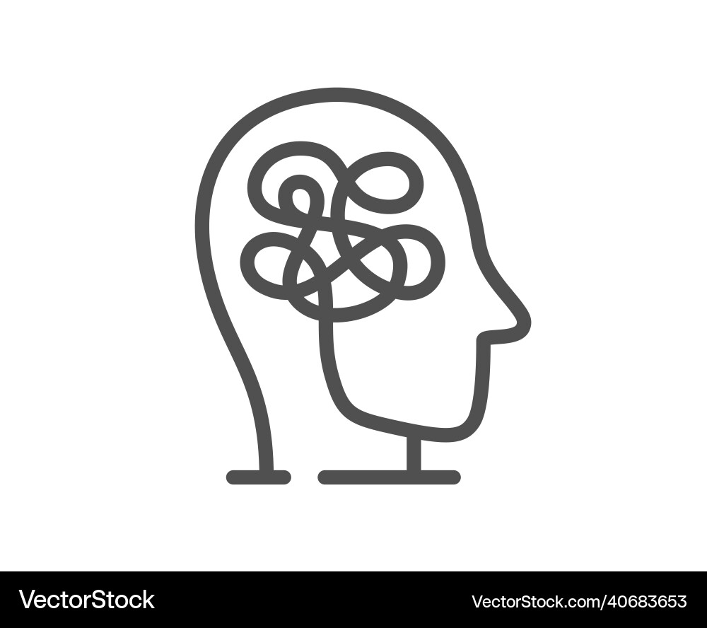 Stress line icon confused mind sign Royalty Free Vector