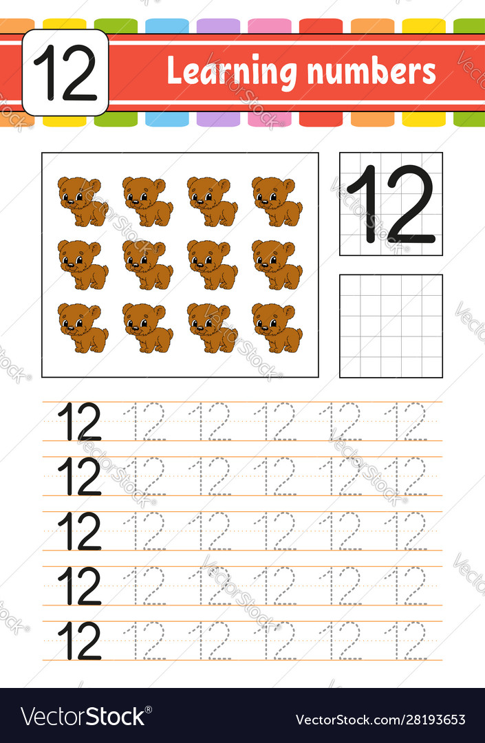 Trace and write handwriting practice learning Vector Image