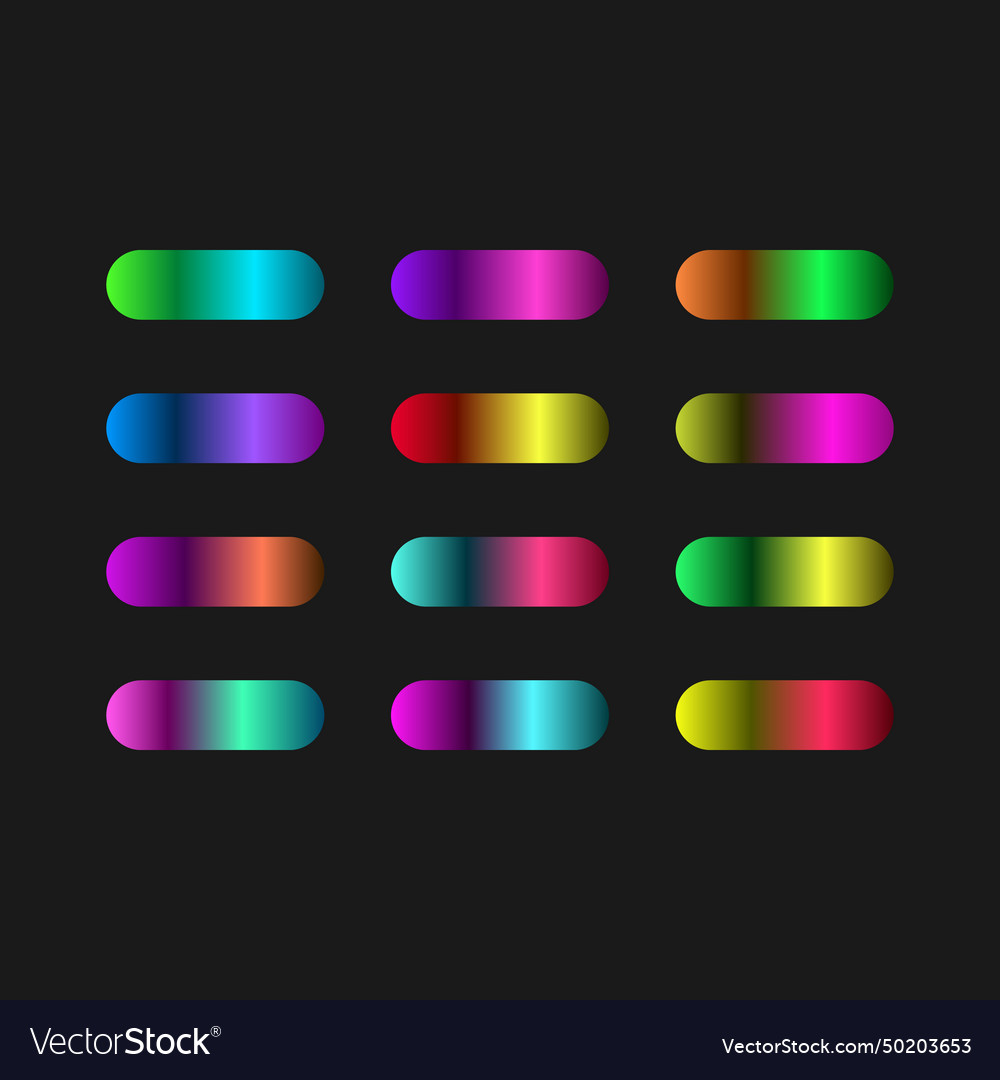 Vibrant colorful gradients color swatches set Vector Image