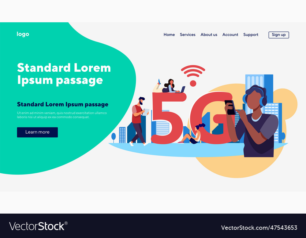 Young people using 5g high speed wireless internet