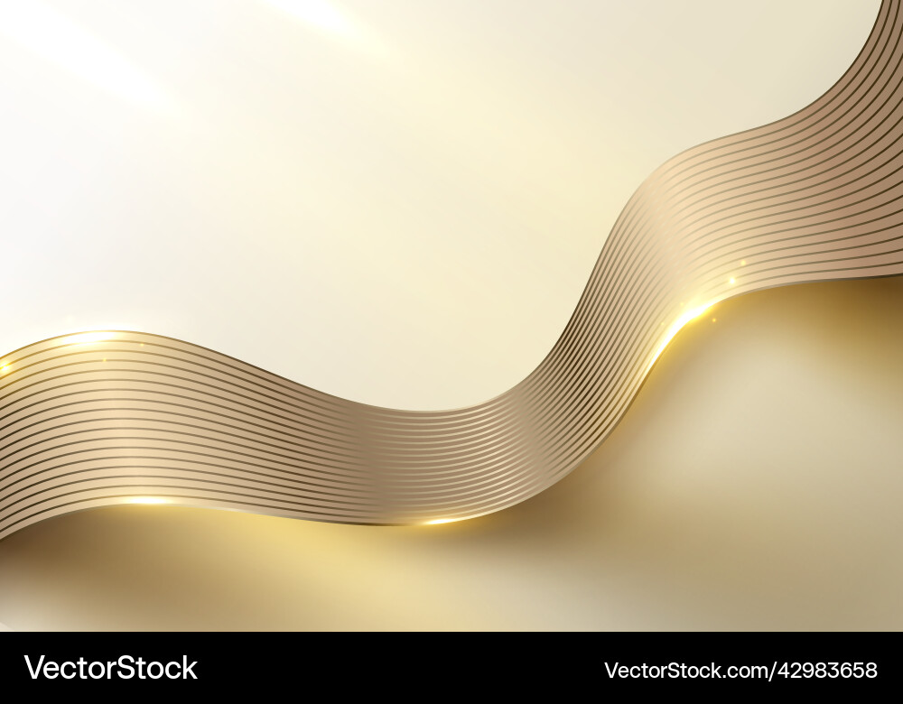 Abstract 3d elegant golden wave lines and light Vector Image