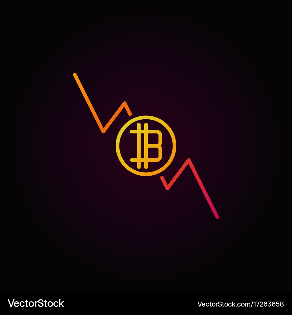 Bitcoin decreasing graph colorful icon Royalty Free Vector