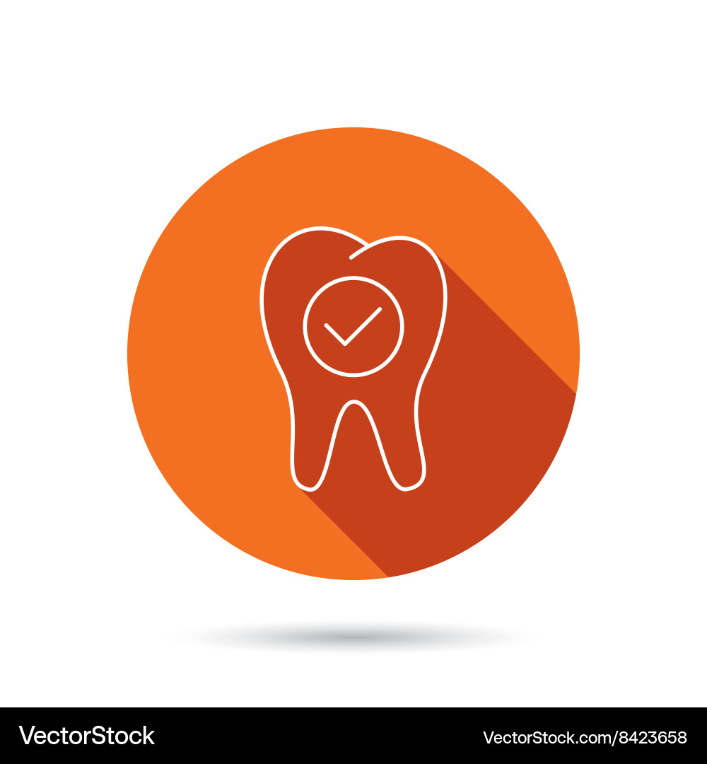 Check tooth icon stomatology sign Royalty Free Vector Image
