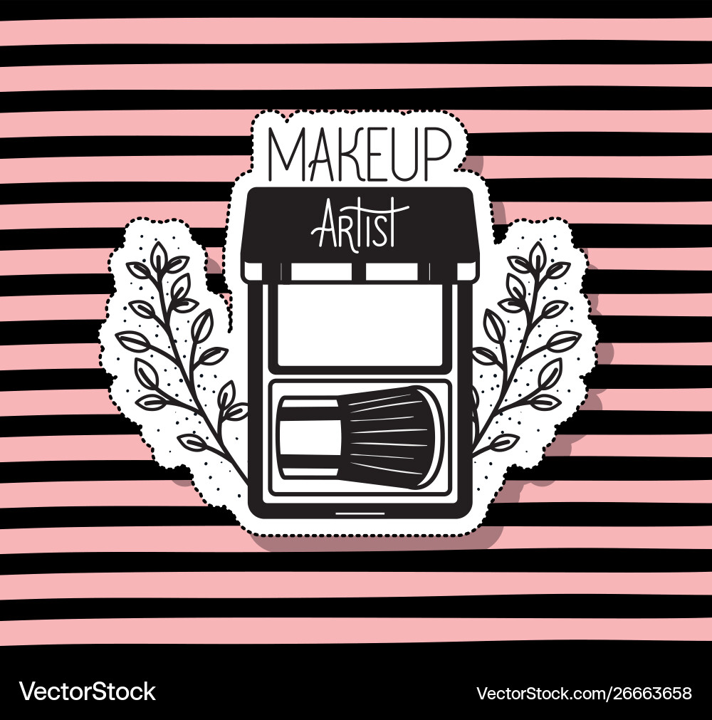 Eye shadows make up in floral frame Royalty Free Vector