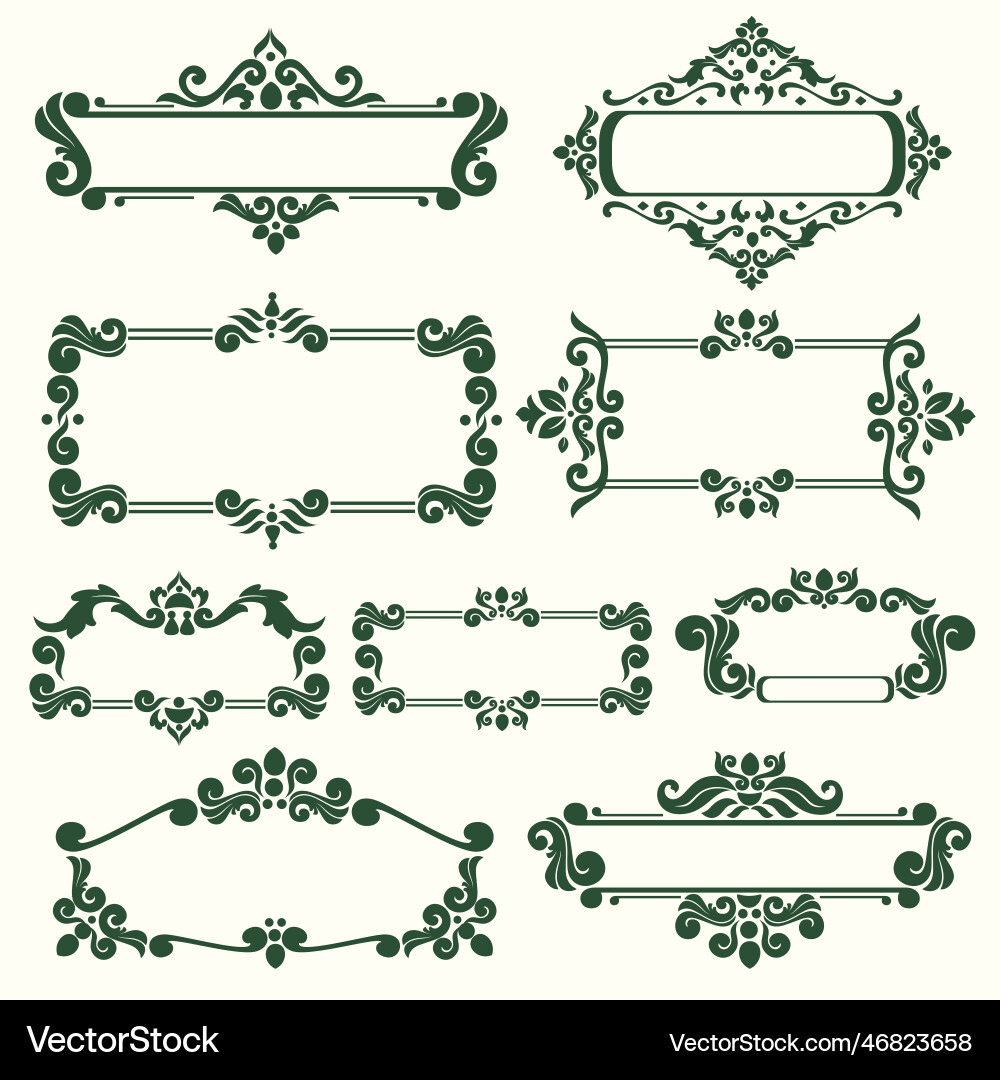 Green border frame ornamental collection Vector Image