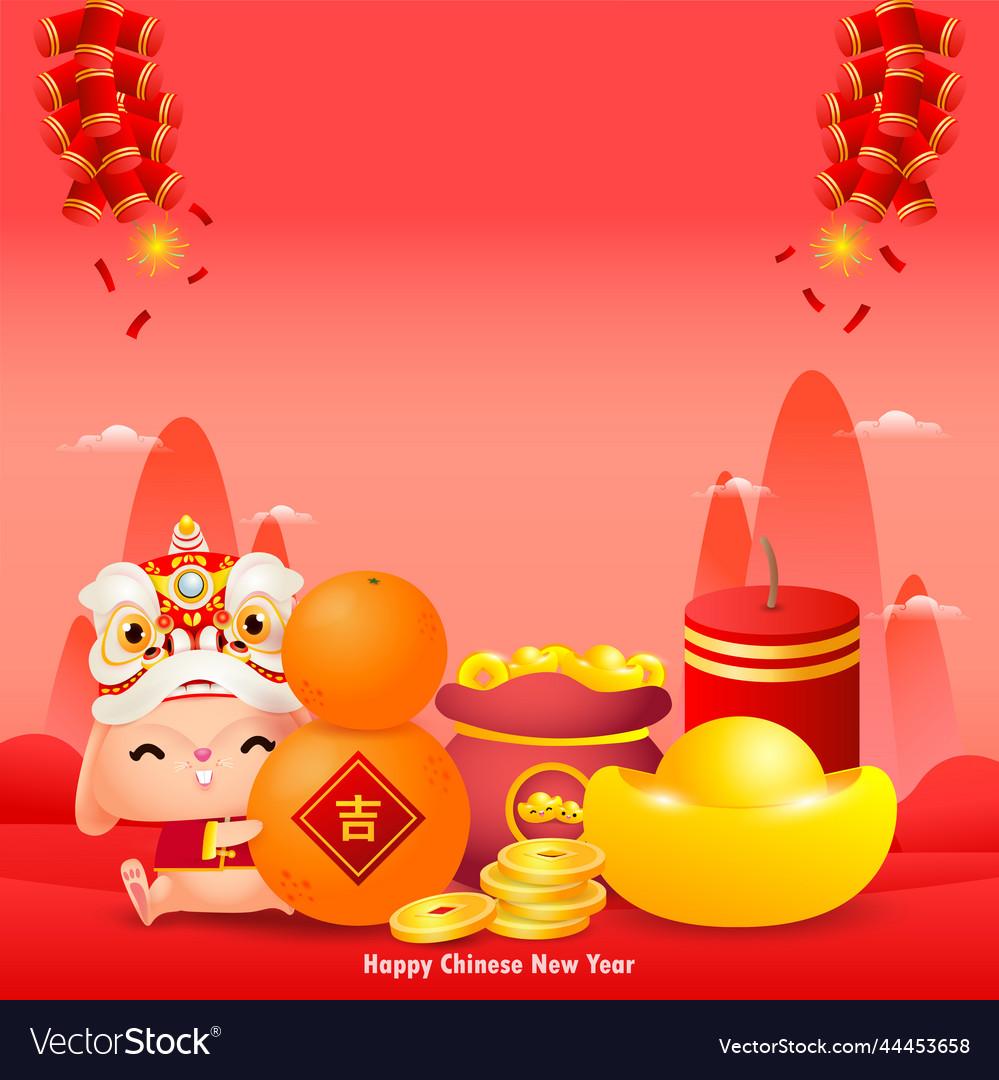 Happy chinese new year greeting card 2023 rabbit Vector Image