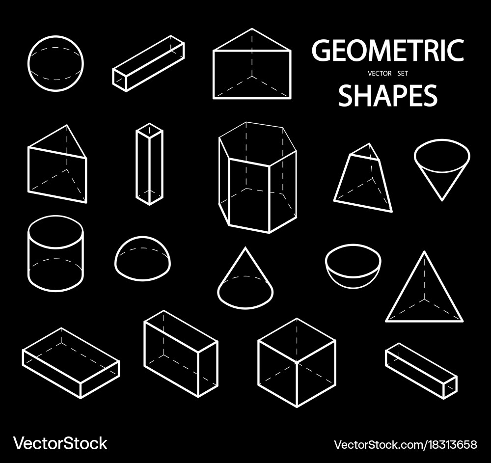 Set 3d geometric shapes isometric views the Vector Image