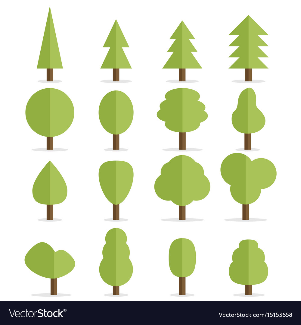 Set flat trees Royalty Free Vector Image - VectorStock