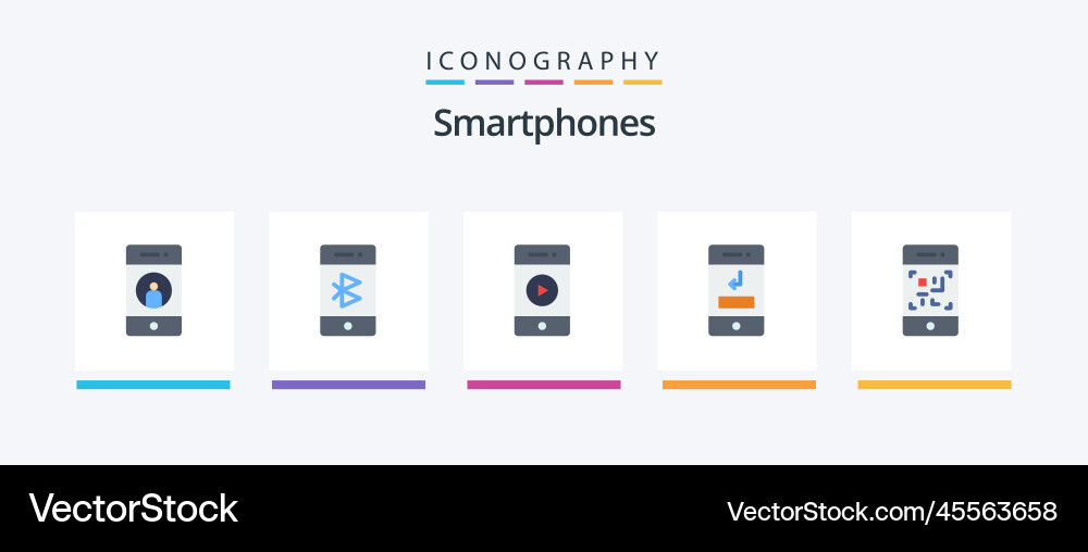 Smartphones flat 5 icon pack including phone call Vector Image
