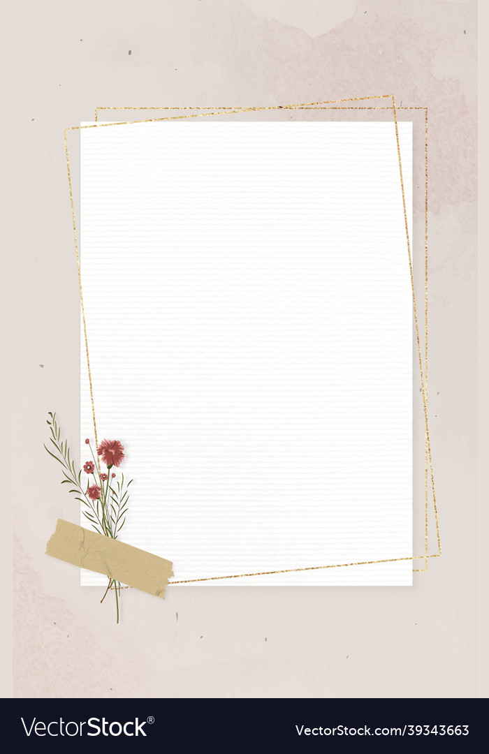 Blank rectangle gold frame on pink background Vector Image