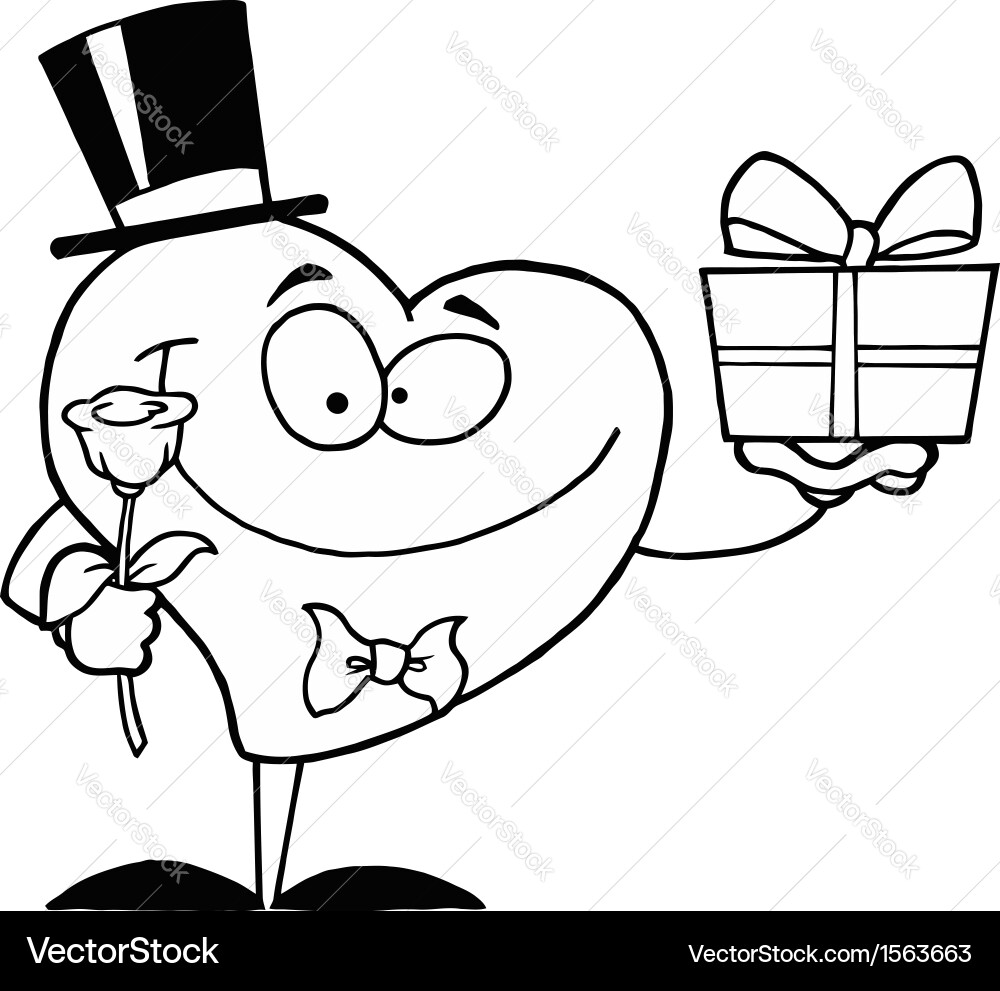 Cartoon heart with roses Royalty Free Vector Image