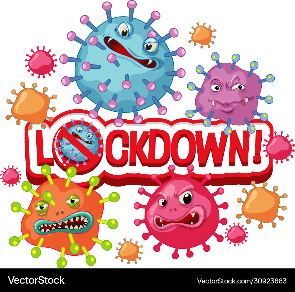 Coronavirus poster with word lockdown and many Vector Image