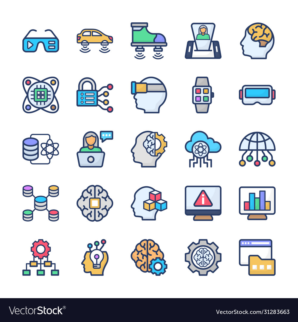 Data science technology flat pack Royalty Free Vector Image