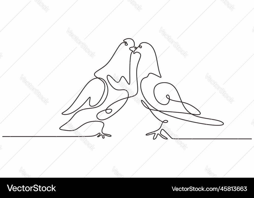 Dove birds couple continuous one line drawing Vector Image