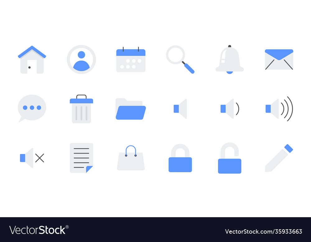 Flat essential ui icon set Royalty Free Vector Image
