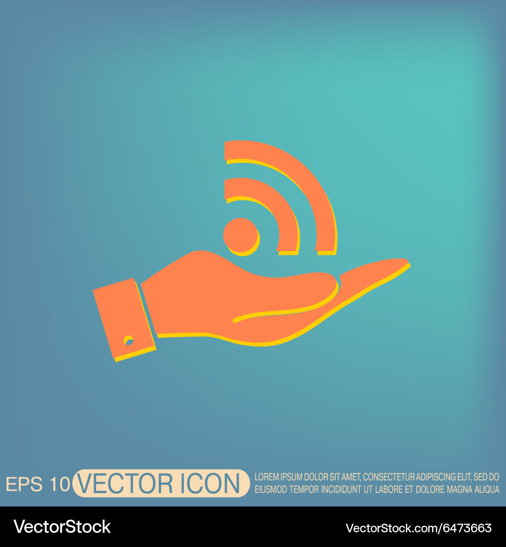 Hand holding a rss symbol character news Vector Image