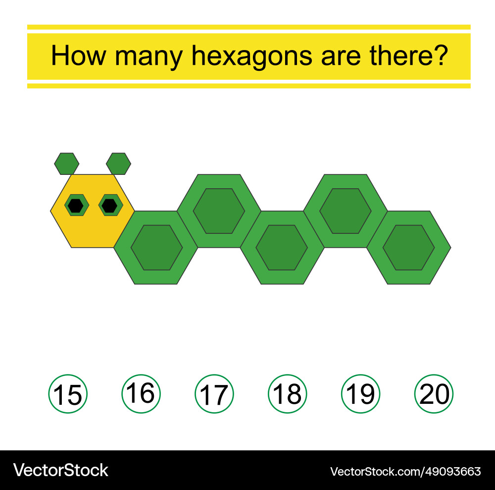 How many hexagons are there math game for kids Vector Image