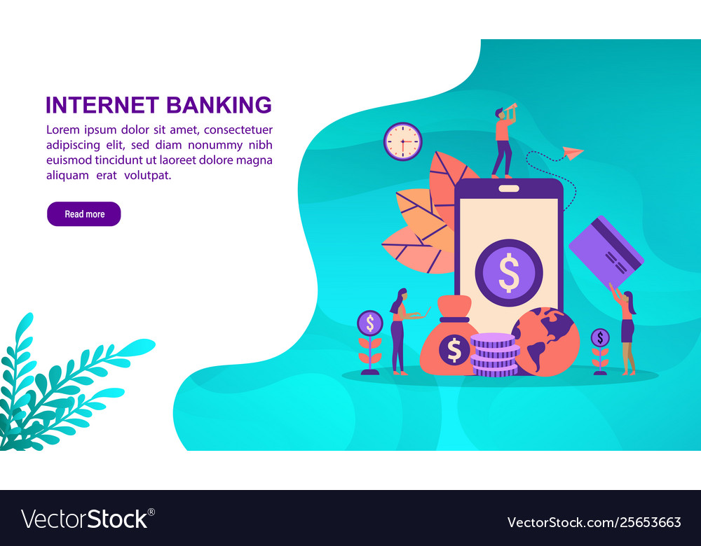 Internet banking concept with character template Vector Image