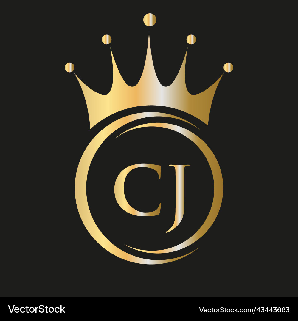 Letter cj crown logo royal for spa Royalty Free Vector Image
