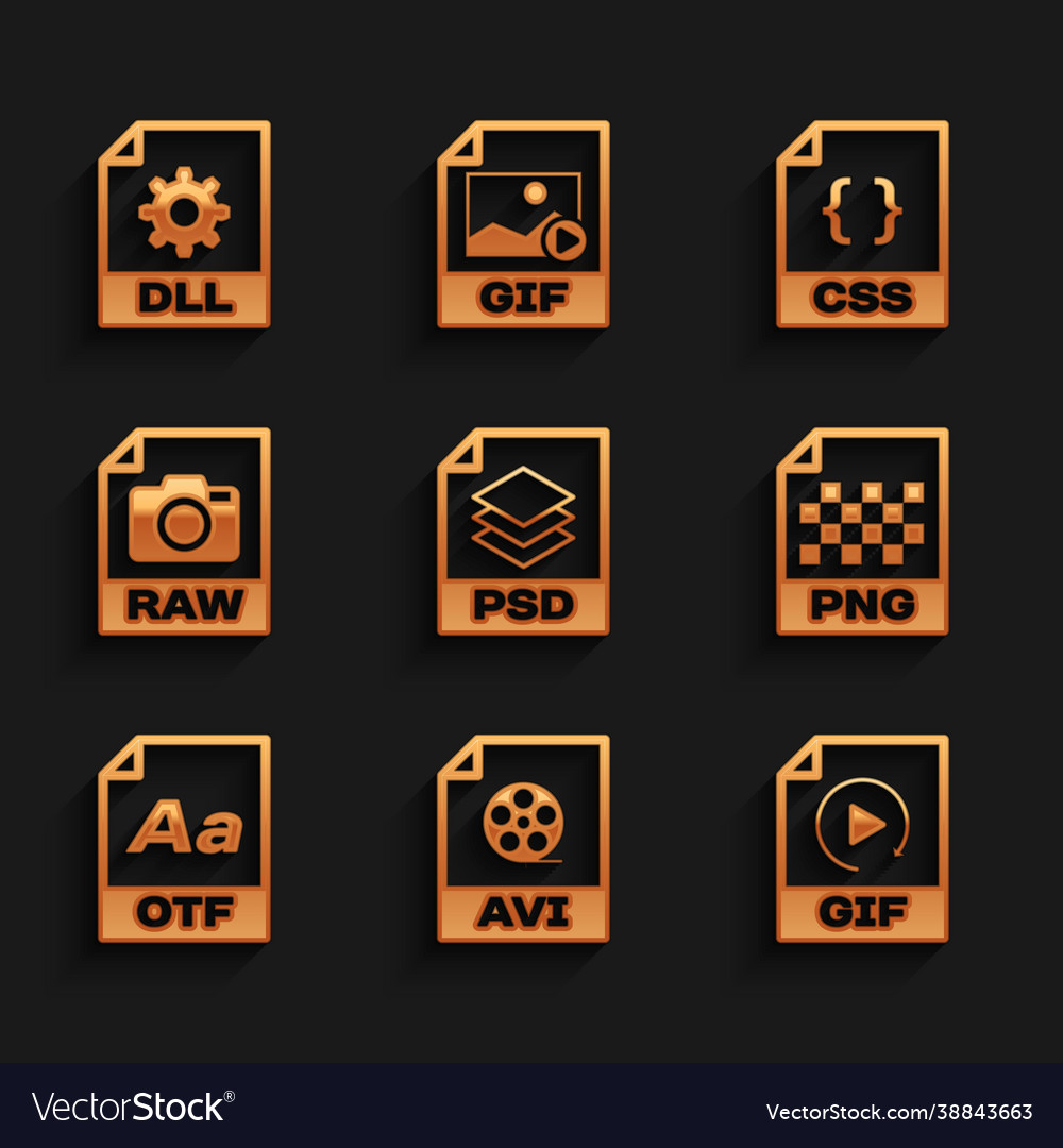 Set psd file document avi gif png otf and raw Vector Image Set psd file document avi gif png otf and raw Vector Image