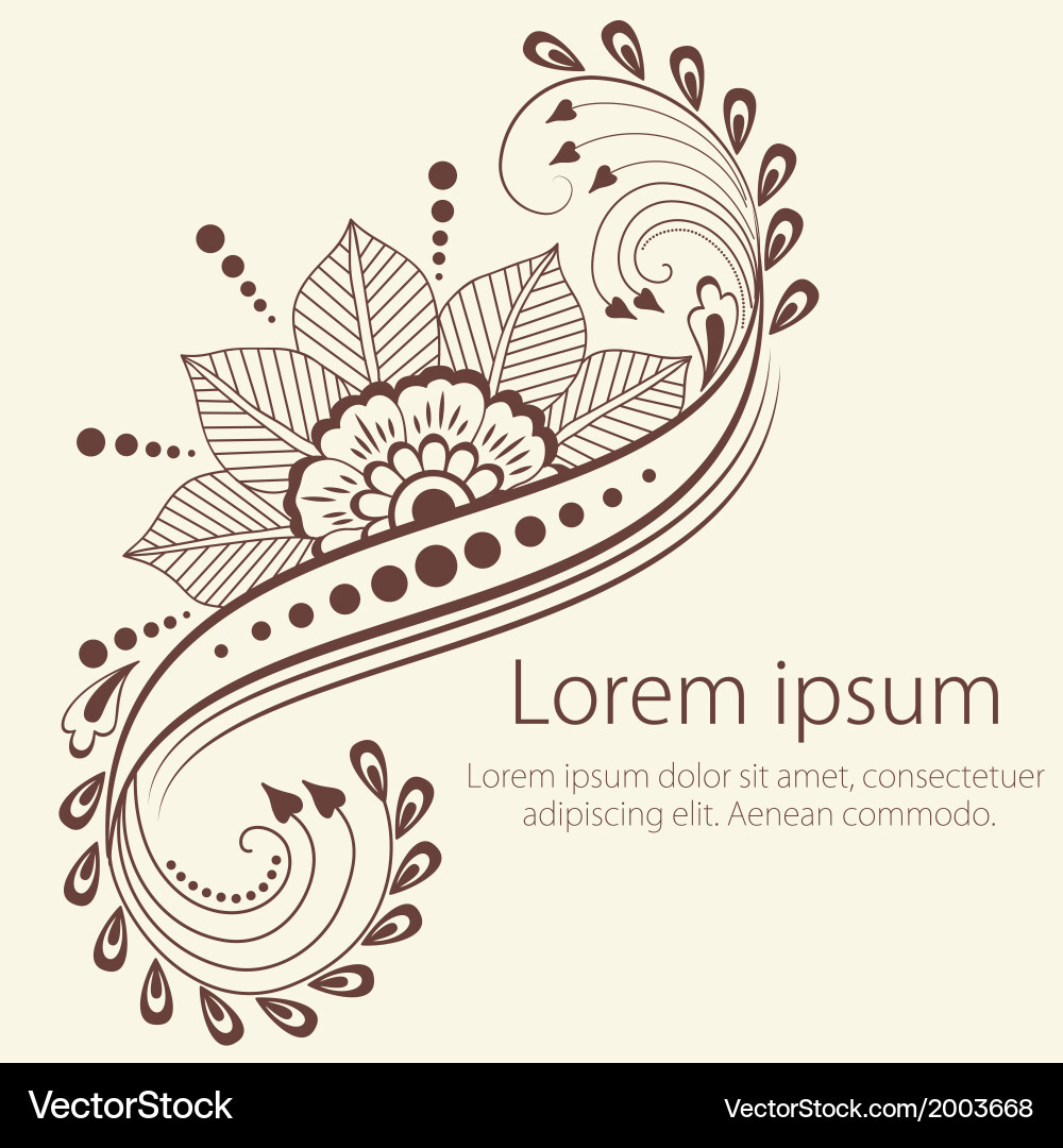 Abstract floral elements in indian mehndi style Vector Image