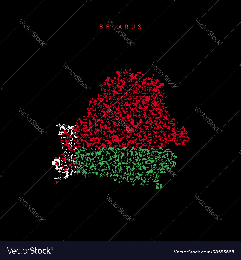 Belarus flag map chaotic particles pattern Vector Image