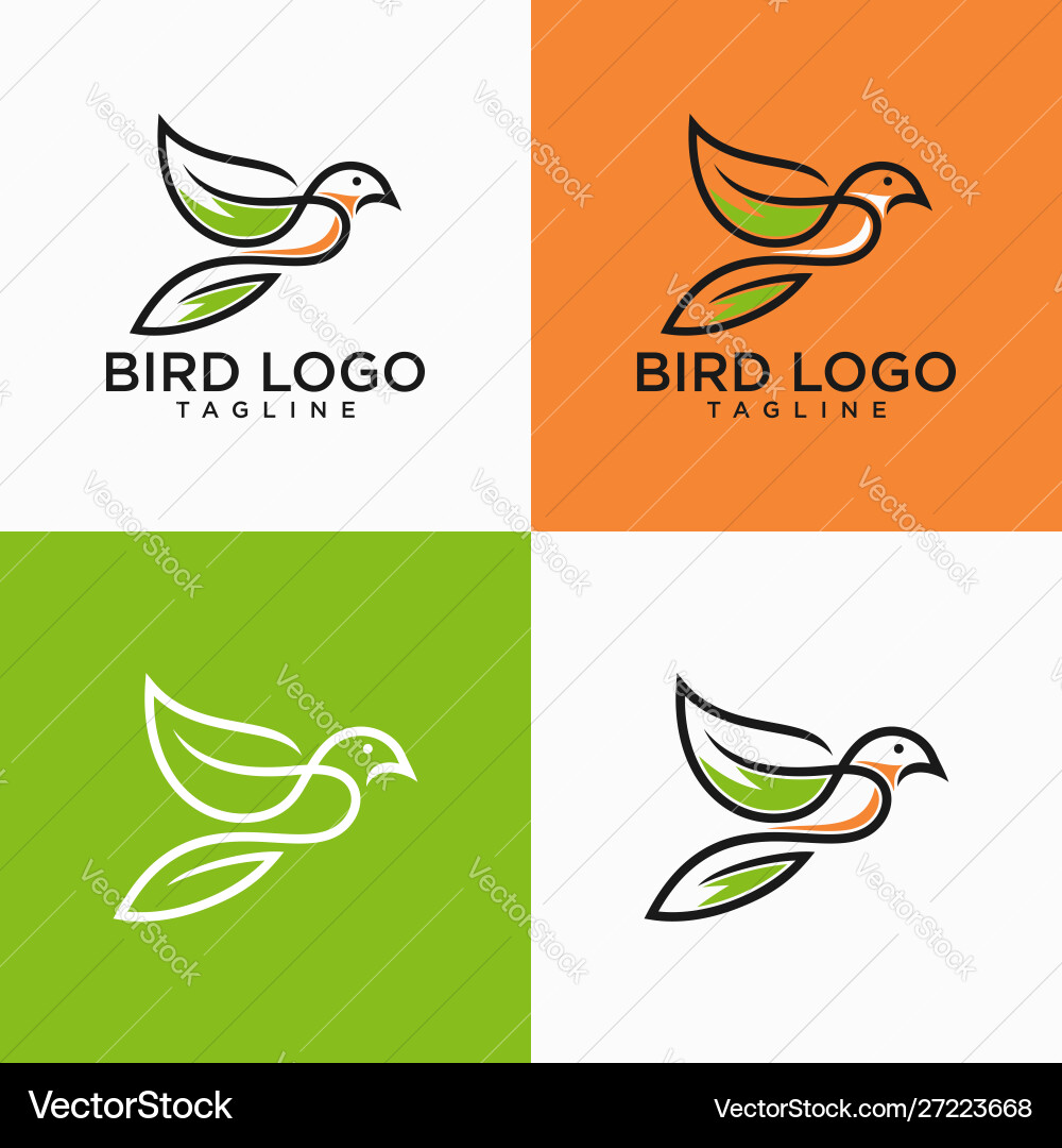 Bird lineart logo design stock Royalty Free Vector Image