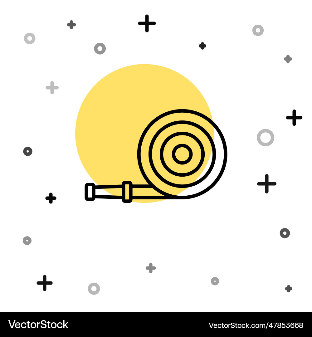 Black line fire hose reel icon isolated on white Vector Image
