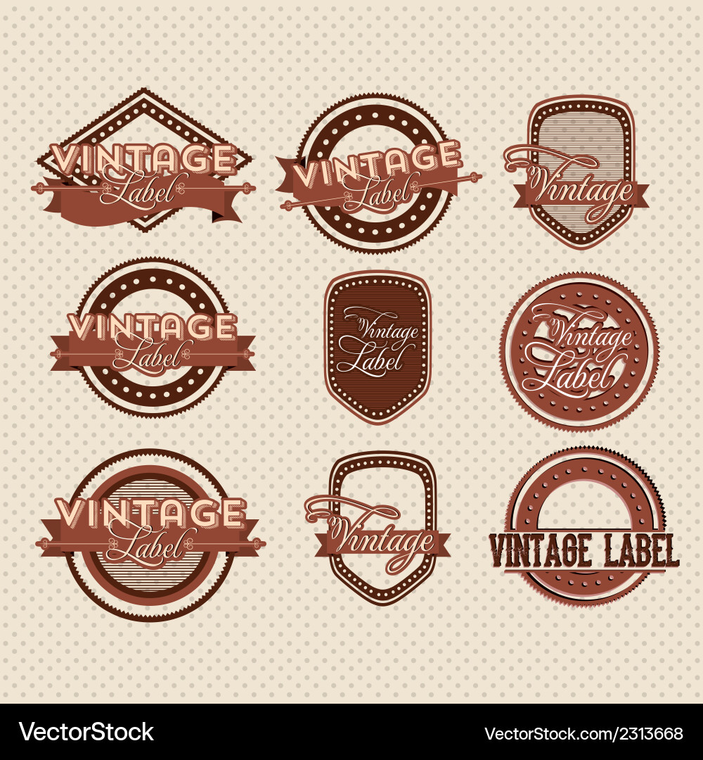 Brown vintage labels over grunge background Vector Image