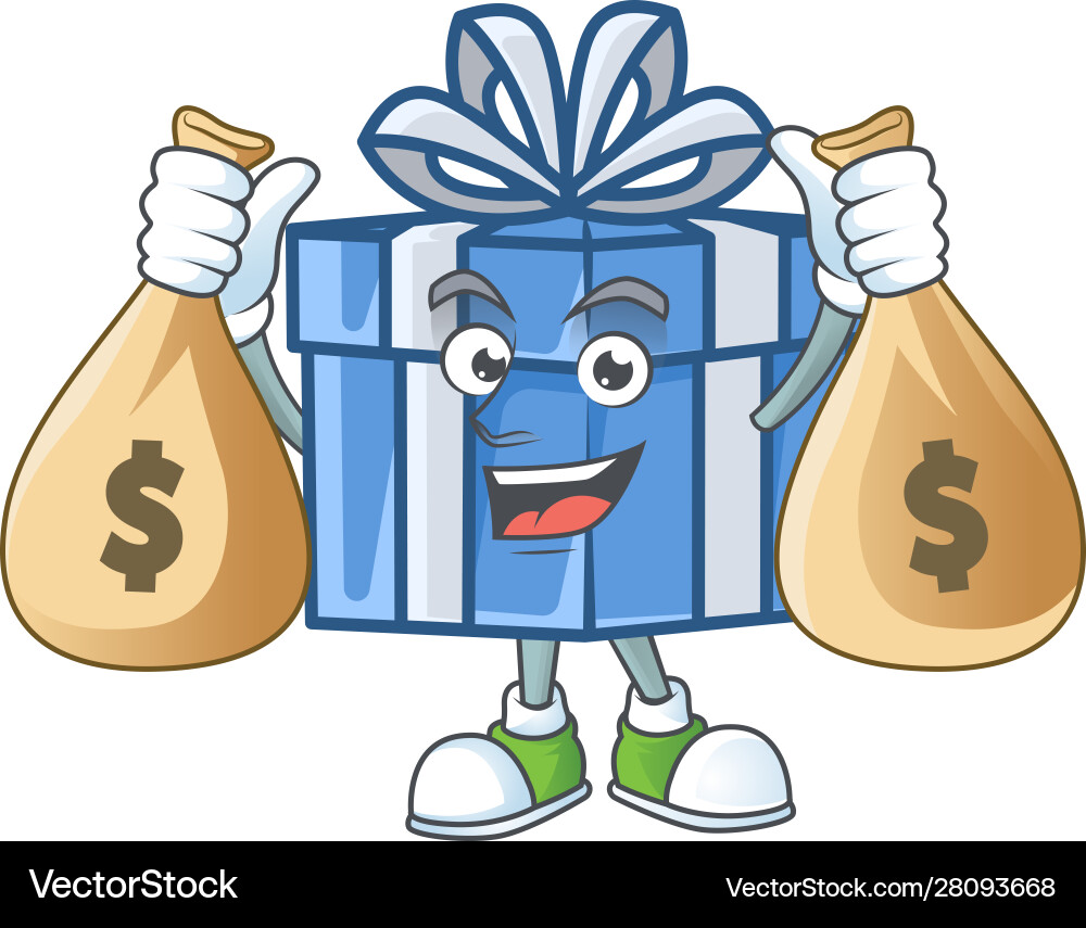 Cute blue gift box cartoon character smiley with Vector Image
