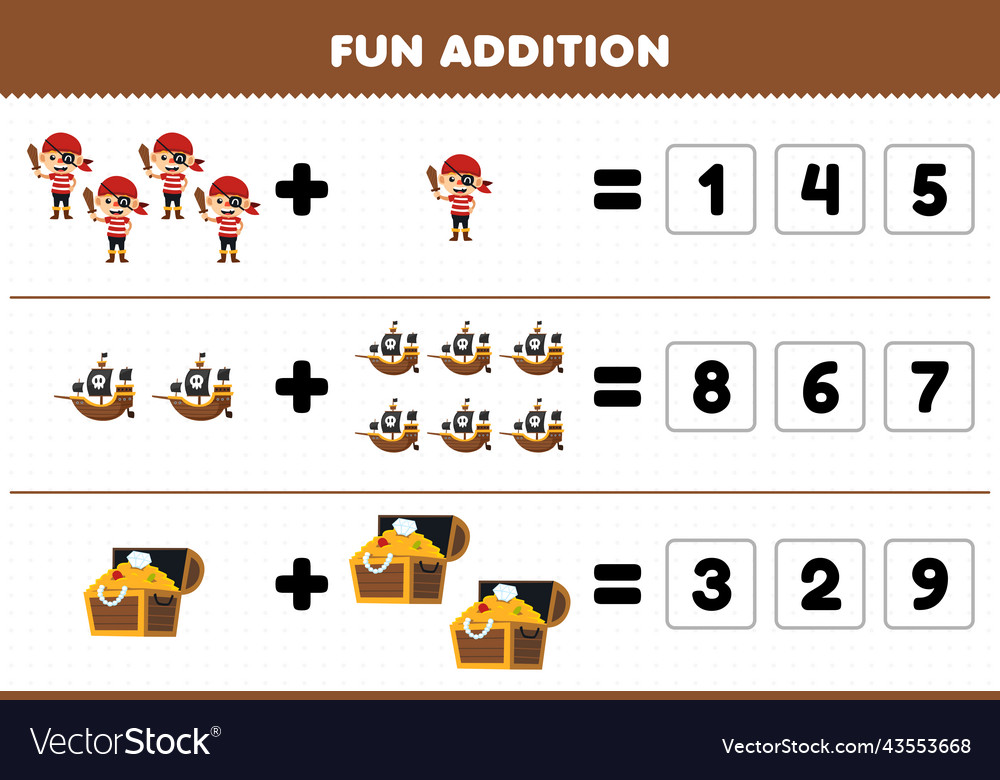 Education game for children fun addition by guess Vector Image