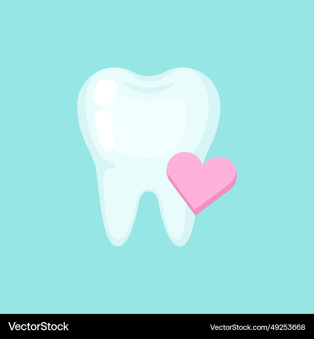 Heart tooth cute colorful icon Royalty Free Vector Image