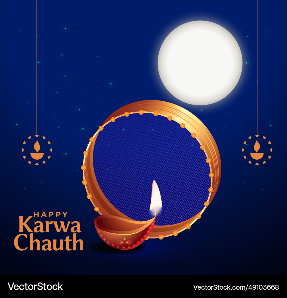 Image of happy karwa chauth poster Royalty Free Vector Image