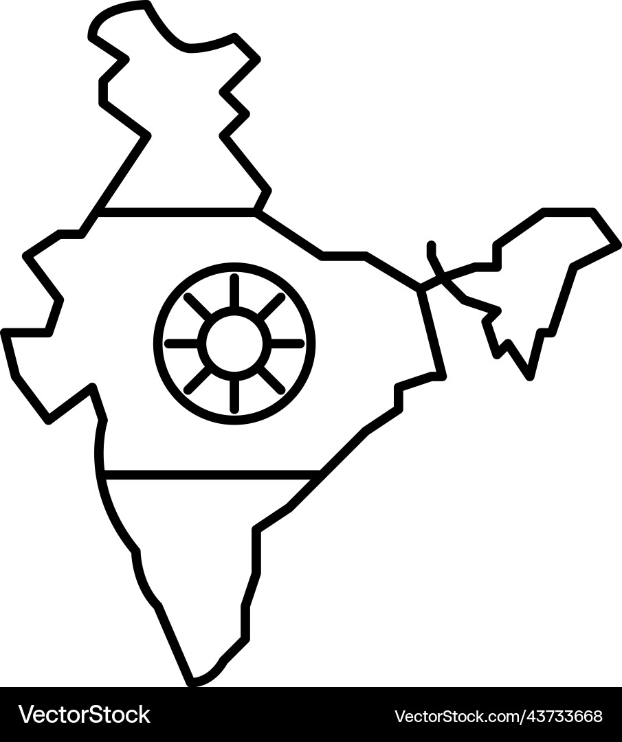 India country map flag line icon Royalty Free Vector Image