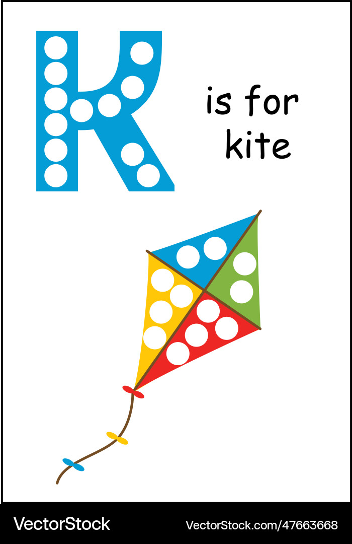 Learning english alphabet for kids letter k dot Vector Image