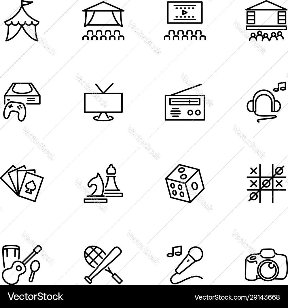 Line icon set related to recreational activity Vector Image